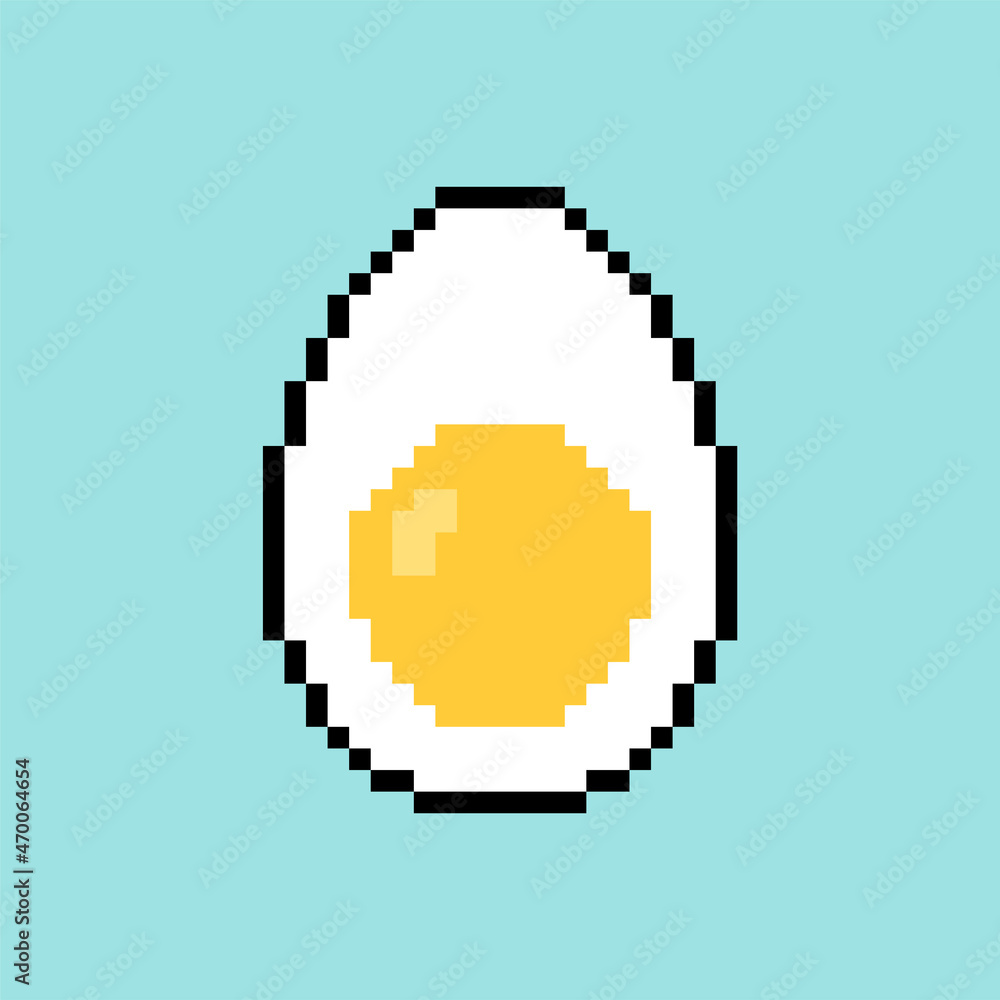 Boiled egg pixel art. Half an egg 8 bit. pixelated food vector ...