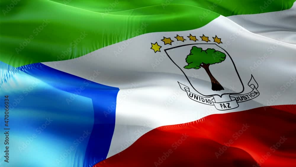 Equatorial Guinea flag. National 3d Equatorial Guinea flag waving. Sign ...