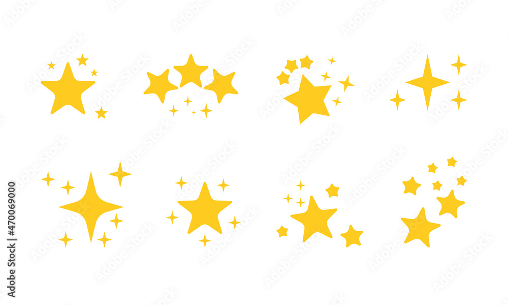 Set of shining stars illustrations, clean vector design elements. Stock ...