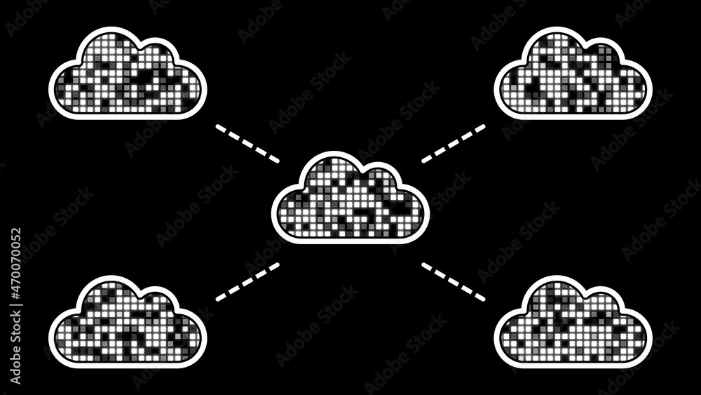 Communicating cloud computing concept illustration (white color on ... Communicating cloud computing concept illustration (white color on ...