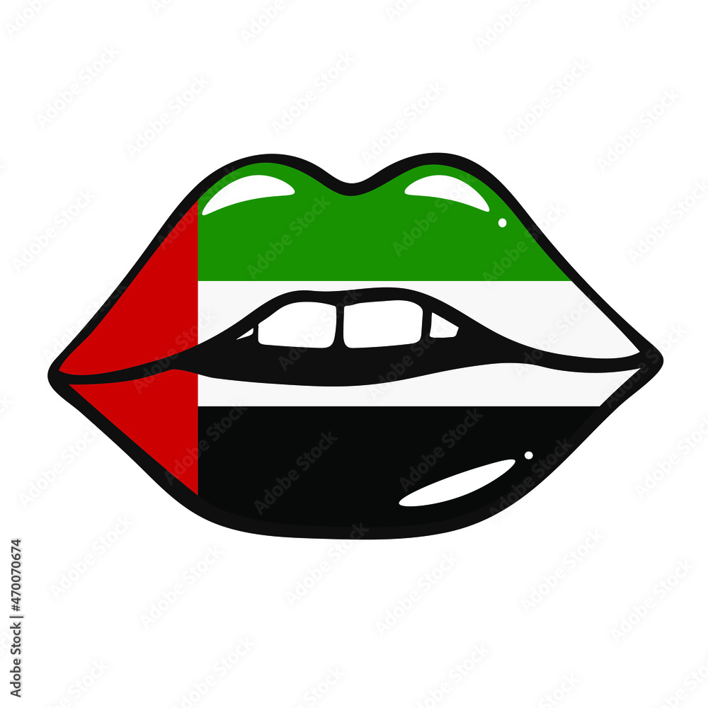 The flag of United Arab Emirates on the lips. Vector illustration ...