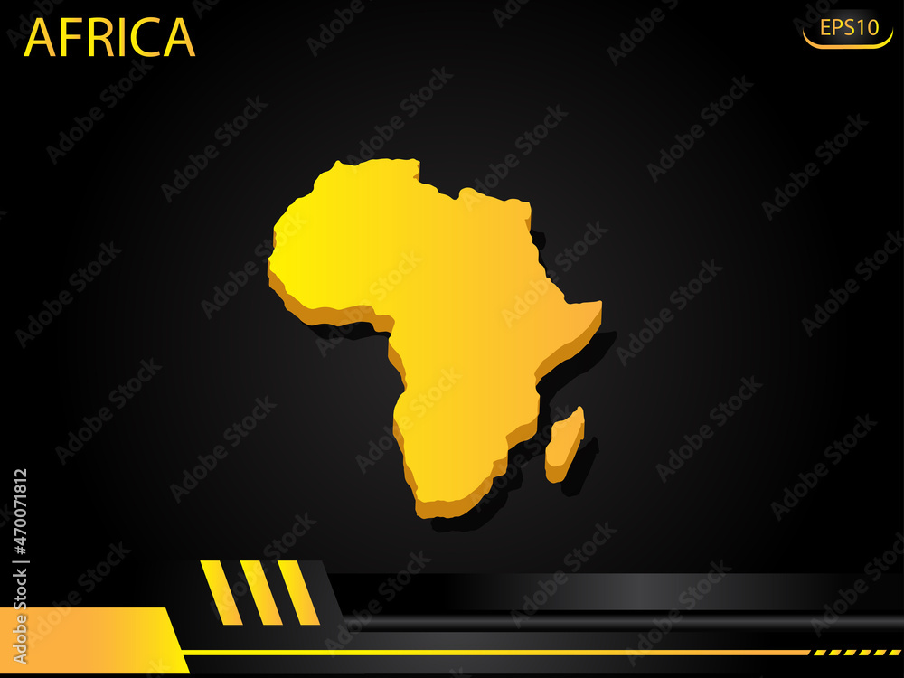 isometric map yellow of Africa on background yellow black frame design ...