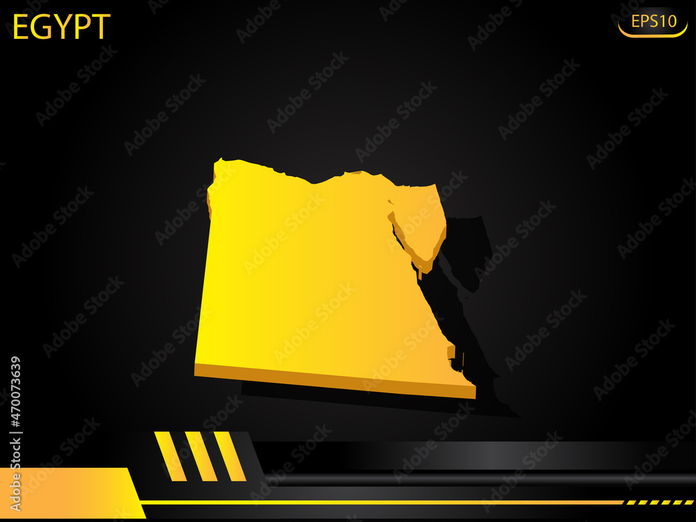 isometric map yellow of Egypt on background yellow black frame design ...