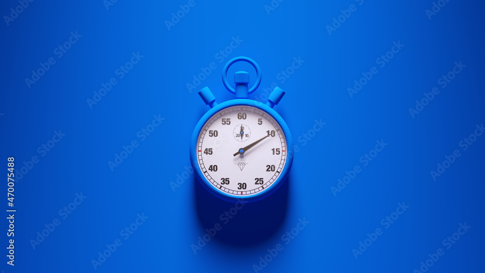 Blue Stopwatch Time Clock Alarm Watch White Face Timer Blue Background ...