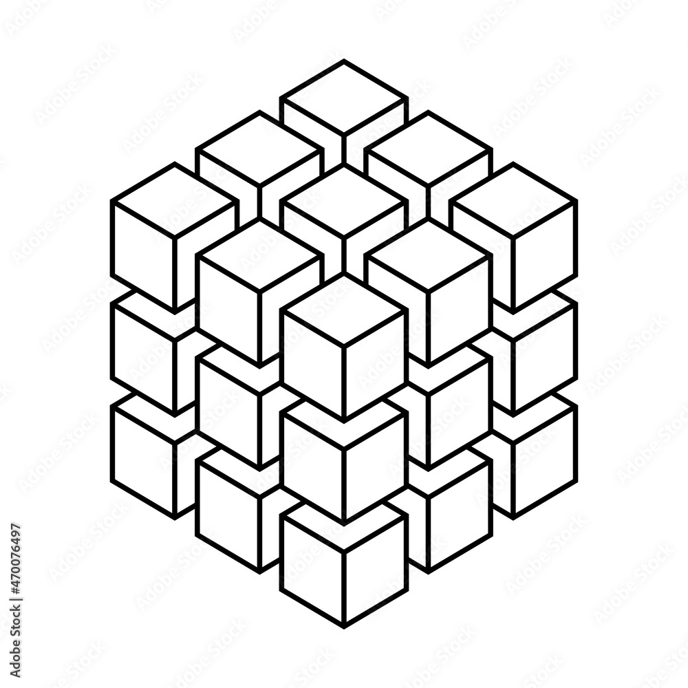 Geometric isometric cubes. The idea of a cube. Design concept of object ...