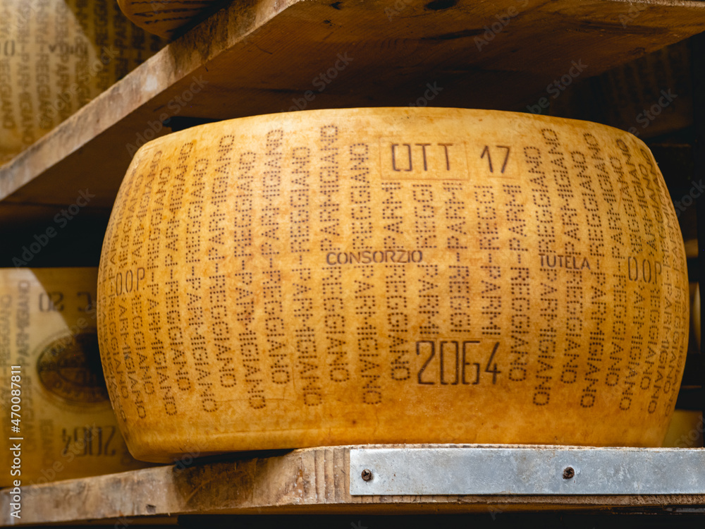 wheels of certified parmesan parmigiano reggiano hard organic cheese ...