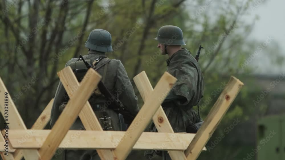 Video Stock 2 Wehrmacht soldiers sentries in German army uniform are ...