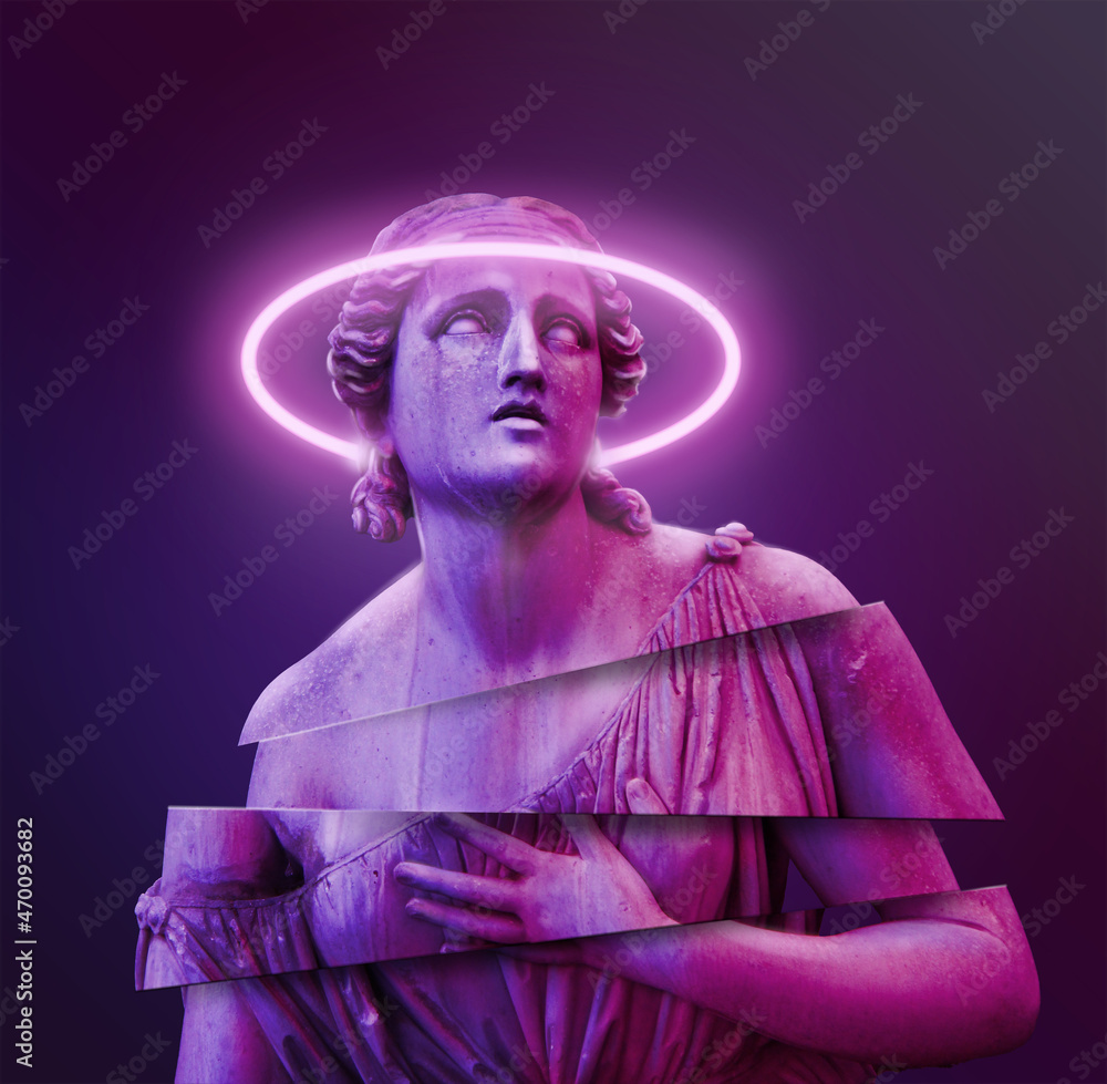 Classic statue background concept. Vaporwave style background. Classic ...
