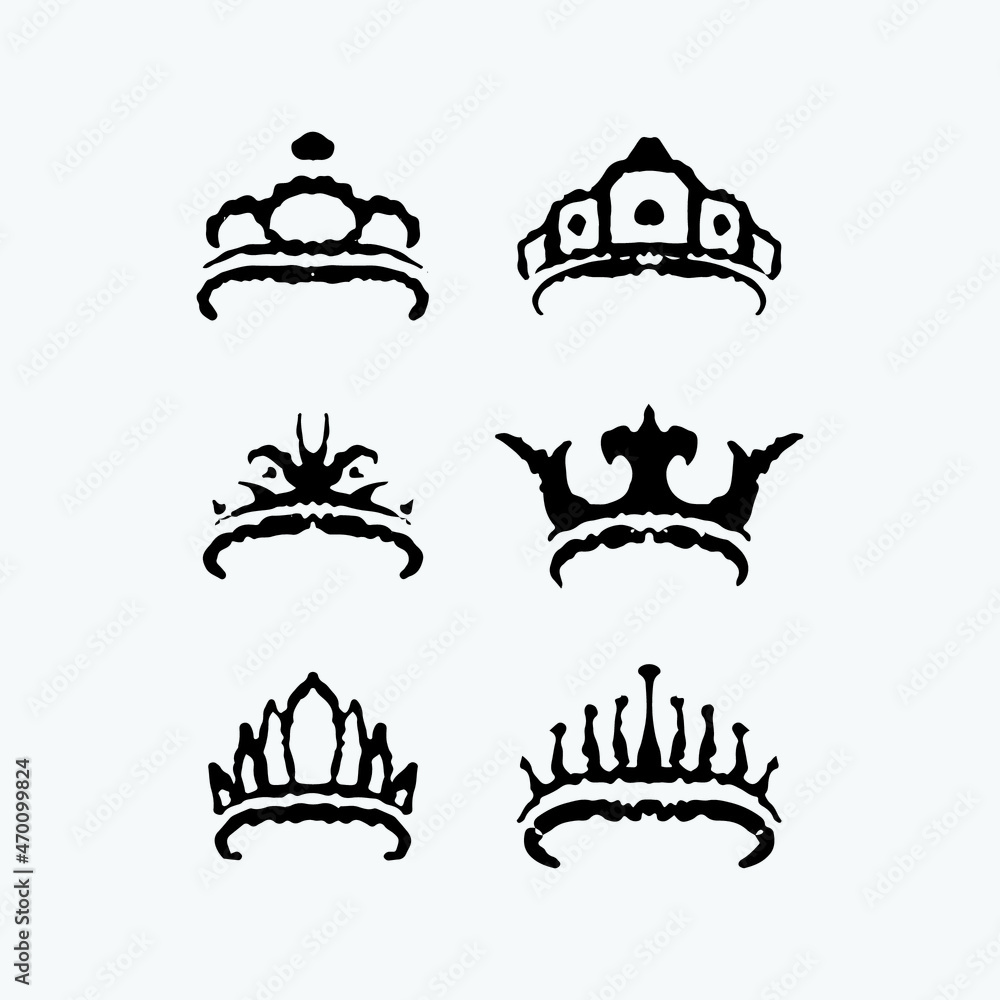 Crown drawing vector illustration. Set doodle crown vector illustration ...