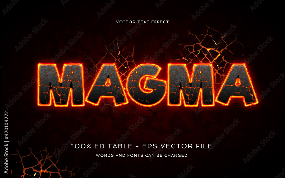 magma art text effect fully editable Stock Vector | Adobe Stock