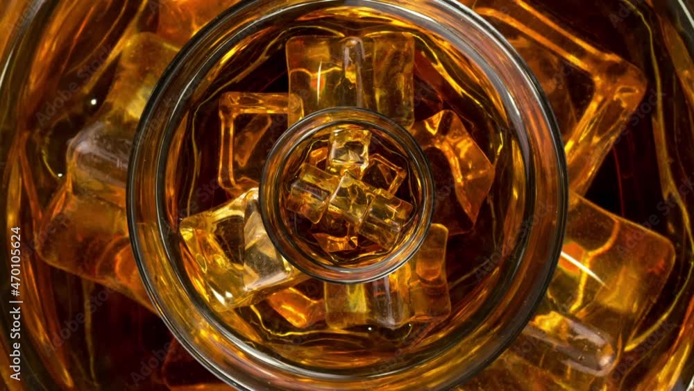 Iced Whiskey Stop Motion Animation. Looping Animation of Luxury Bourbon ...