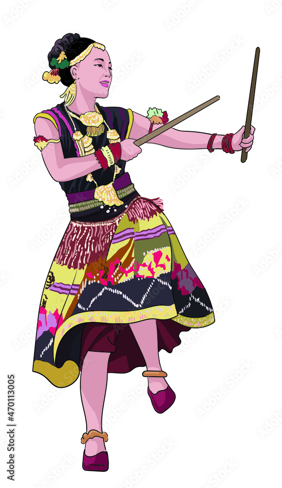 Nepal folk dance pictures, classic, nepal folk dance, art.illustration ...