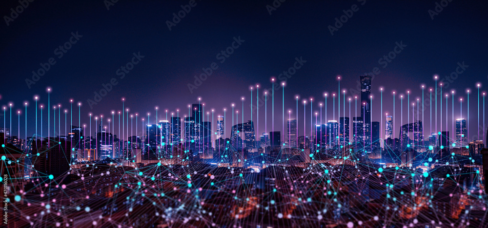 Big data connection technology. Smart city and digital transformation ...