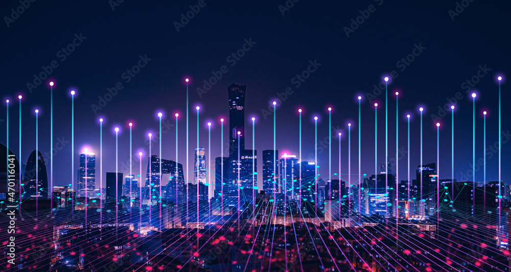 Telecommunication and communication network concept. Big data ...