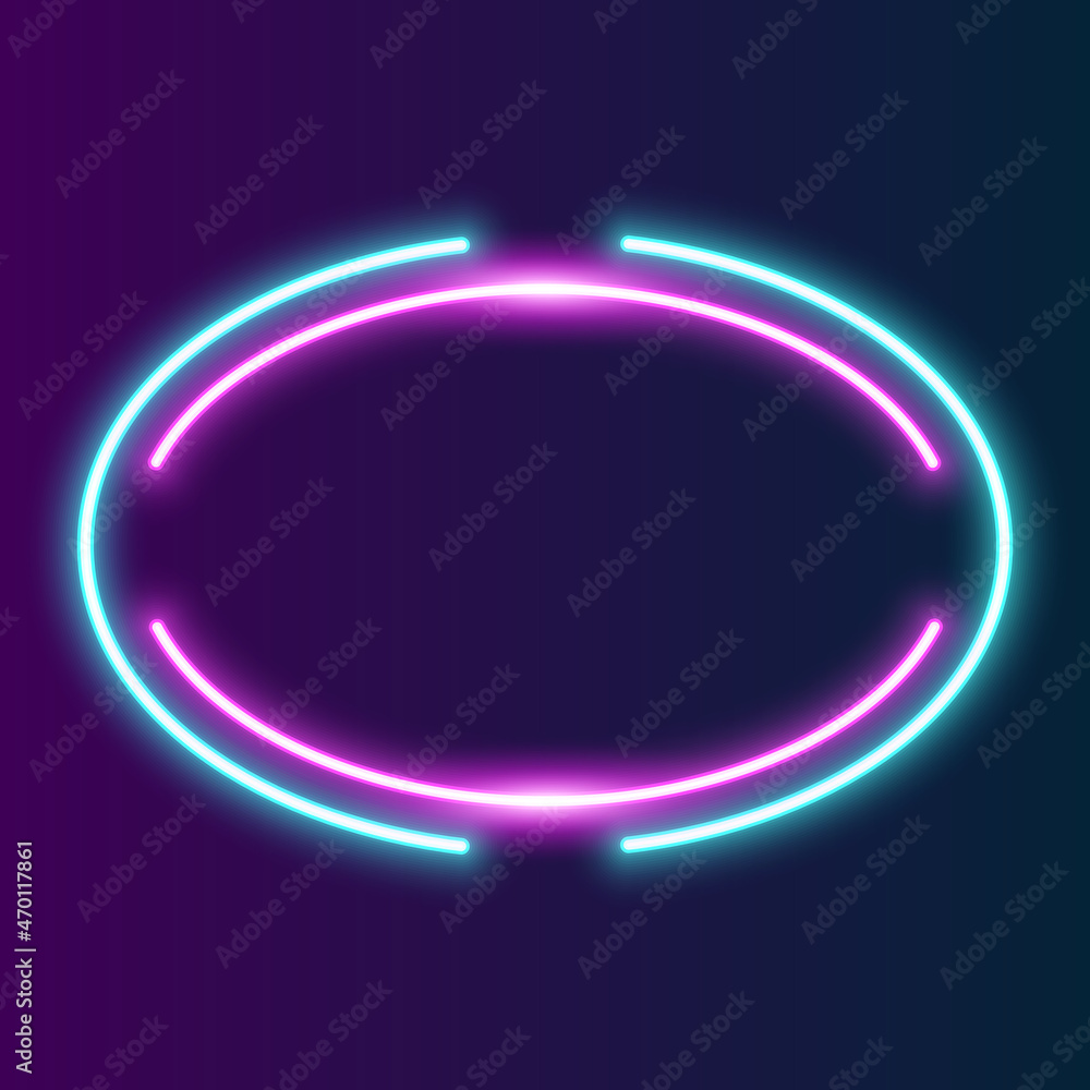 Futuristic oval Neon frame border. blue and pink neon glowing ...