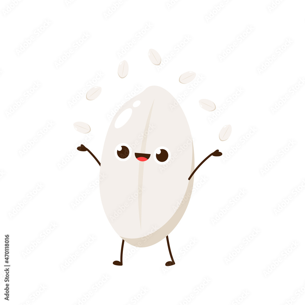 Rice character design. rice vector on white background. Paddy vector ...