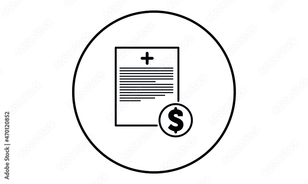 Medical Bill Icon, Medical bill outline icon. Clipart image isolated on ...