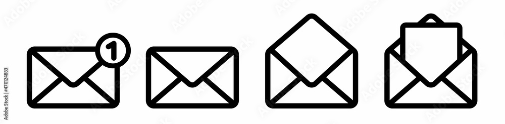 Email icon. Send message icon. Mail delivery symbols. Letter in ...