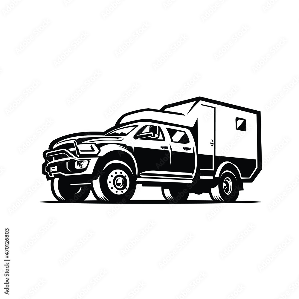 Camper truck overland 4x4 silhouette vector image illustration isolated ...