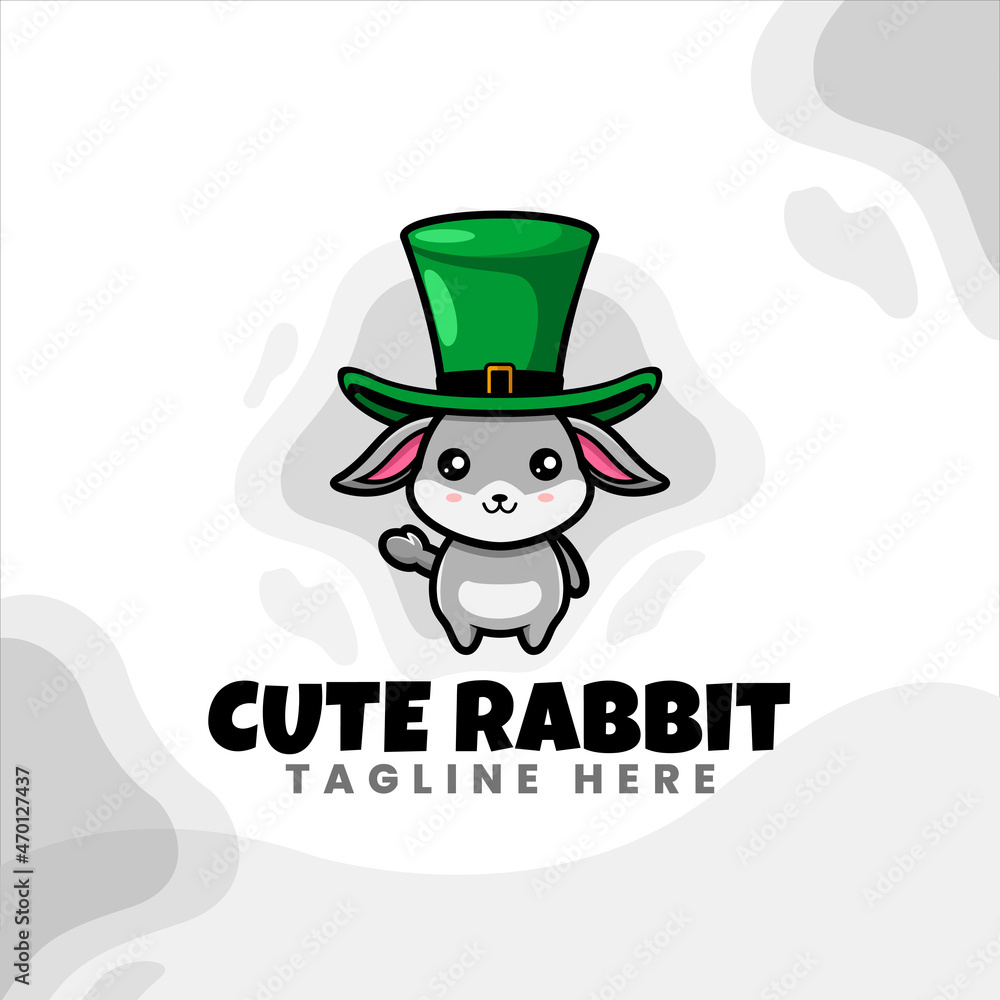 cute bunny character logo design Stock Vector | Adobe Stock