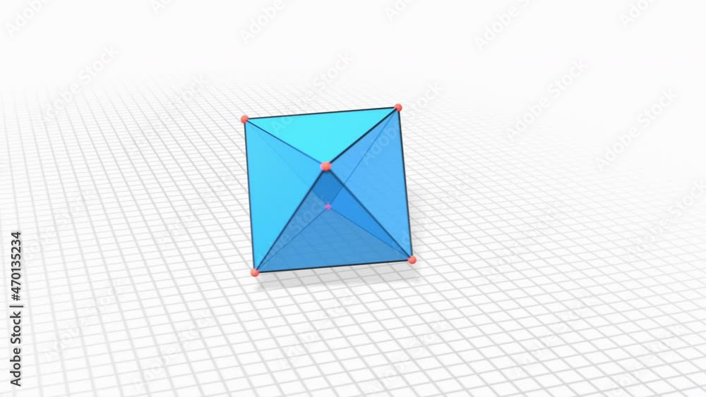 Octahedron net folding into an octahedron, showing the eight faces ...