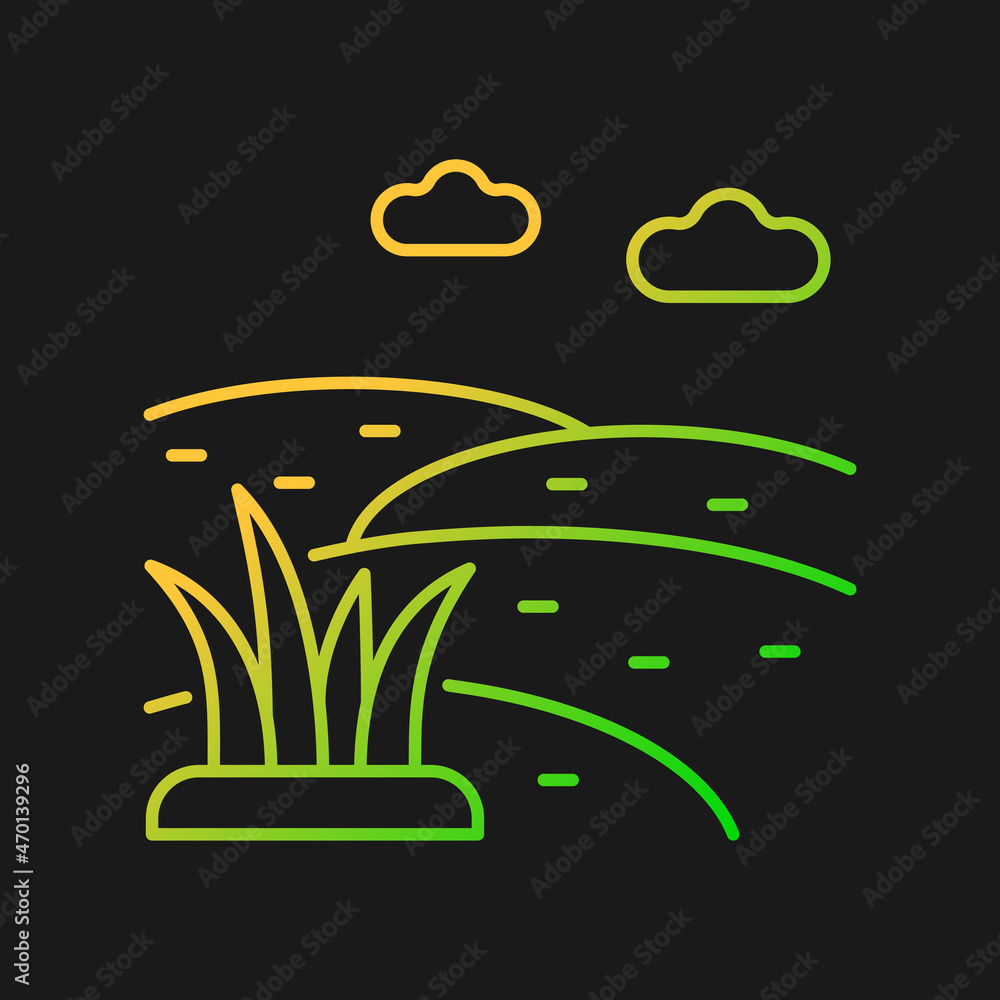 Grassland gradient vector icon for dark theme. Grass covered ground ...
