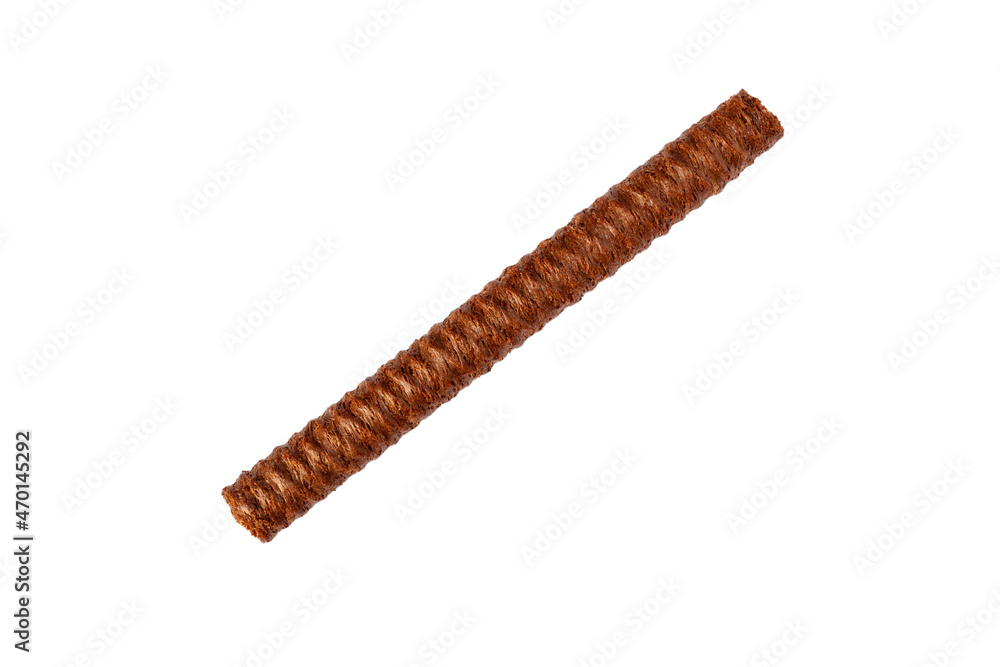 Brown wafer roll isolated on white background. Single Chocolate wafer ...