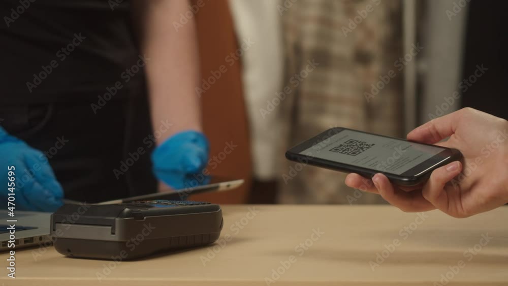 Vaccination passport qr code control, woman checking on phone European ...