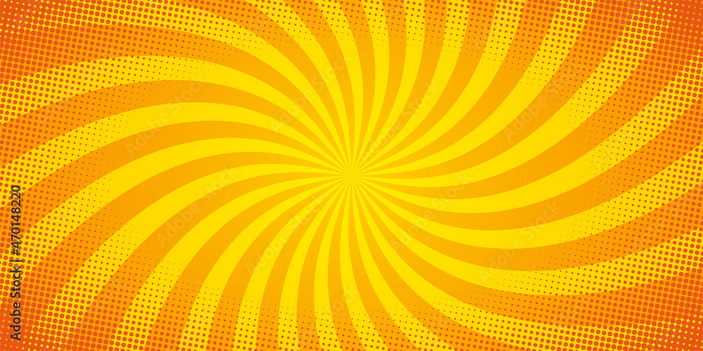 Pop art sunburst retro yellow background. Abstract yellow pop art comic ...