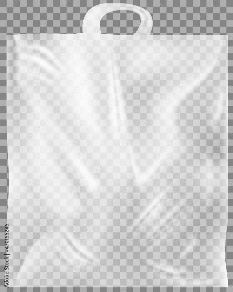 Transparent plastic bag with handle vector illlustration. Glossy ...