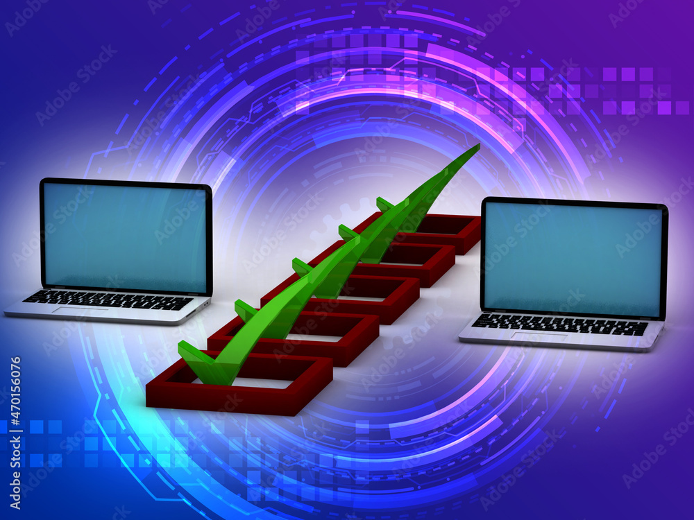 3d illustration 2 system Check box with green check marks Stock ...