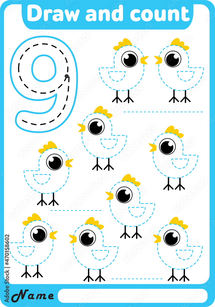 Preschool Fine Motor Worksheet - Dotted Lines. Learn to write and count ...