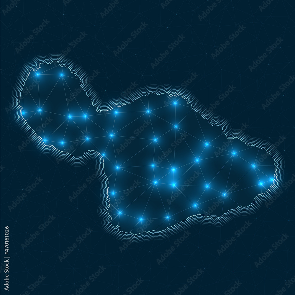Maui network map. Abstract geometric map of the island. Digital ...
