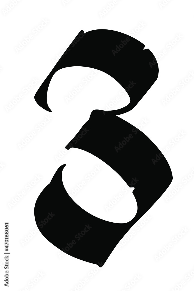 Number 3 in the Gothic style. Vector. The symbol is isolated on a white ...
