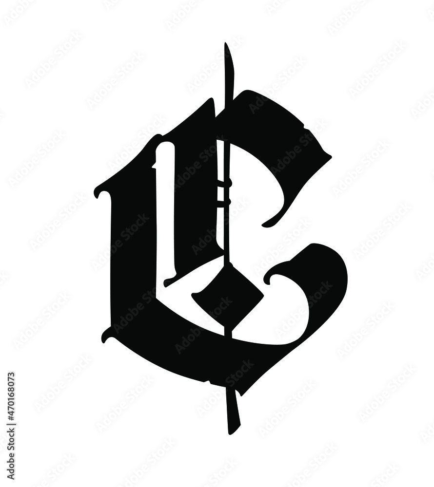Vecteur Stock Letter C in the Gothic style. Vector. Alphabet. The ...