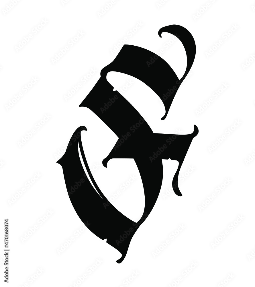 Letter F in the Gothic style. Vector. Alphabet. The symbol is isolated ...