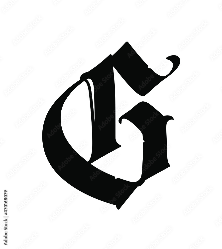 Letter G in the Gothic style. Vector. Alphabet. The symbol is isolated ...