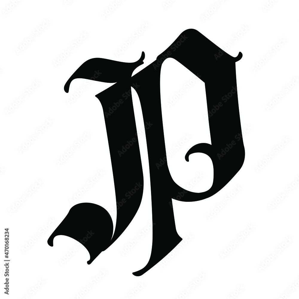 Letter P in the Gothic style. Vector. Alphabet. The symbol is isolated ...