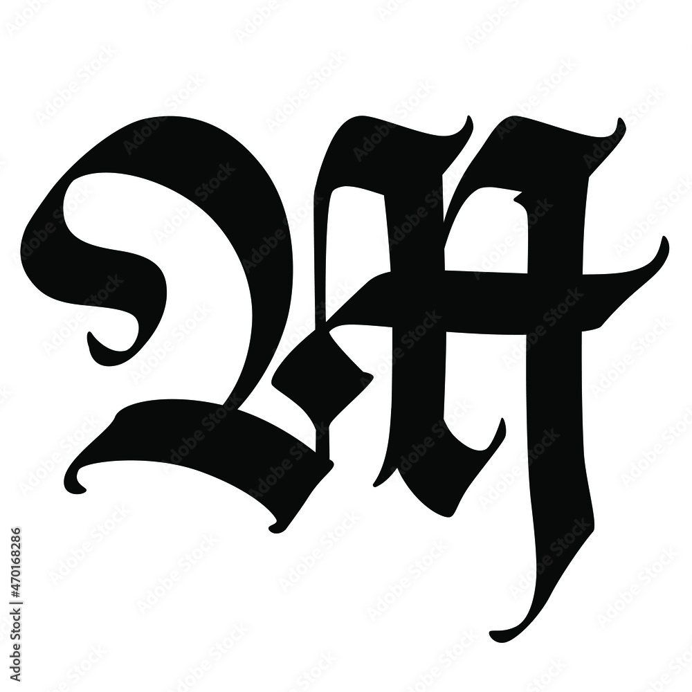 Letter M in the Gothic style. Vector. Alphabet. The symbol is isolated ...