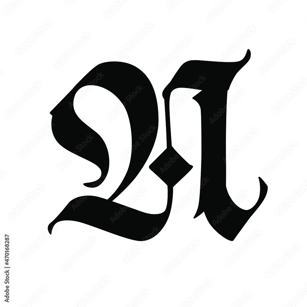 Letter N in the Gothic style. Vector. Alphabet. The symbol is isolated ...