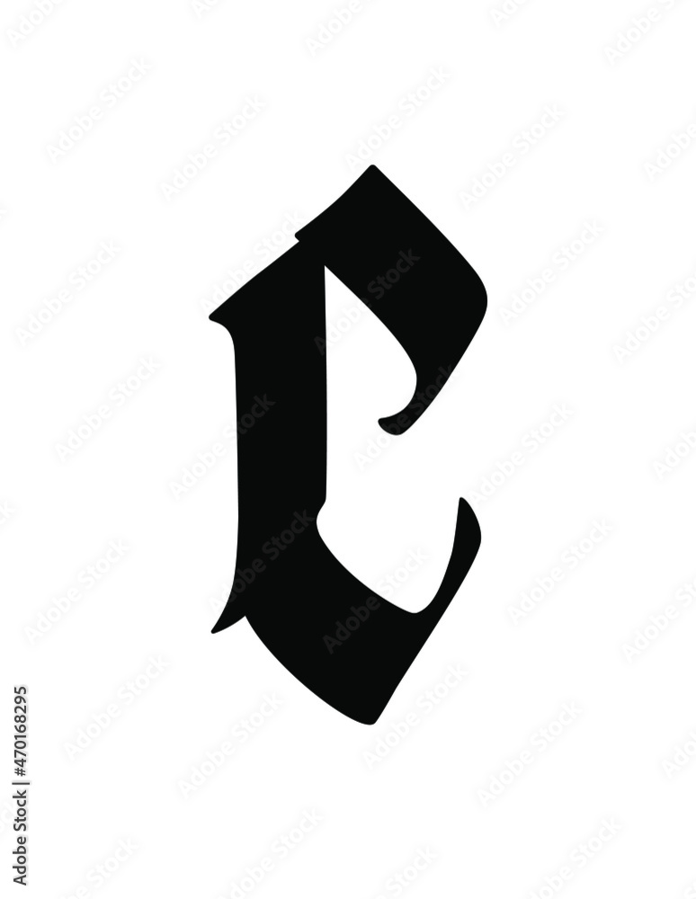 Letter c in the Gothic style. Vector. Alphabet. The symbol is isolated ...