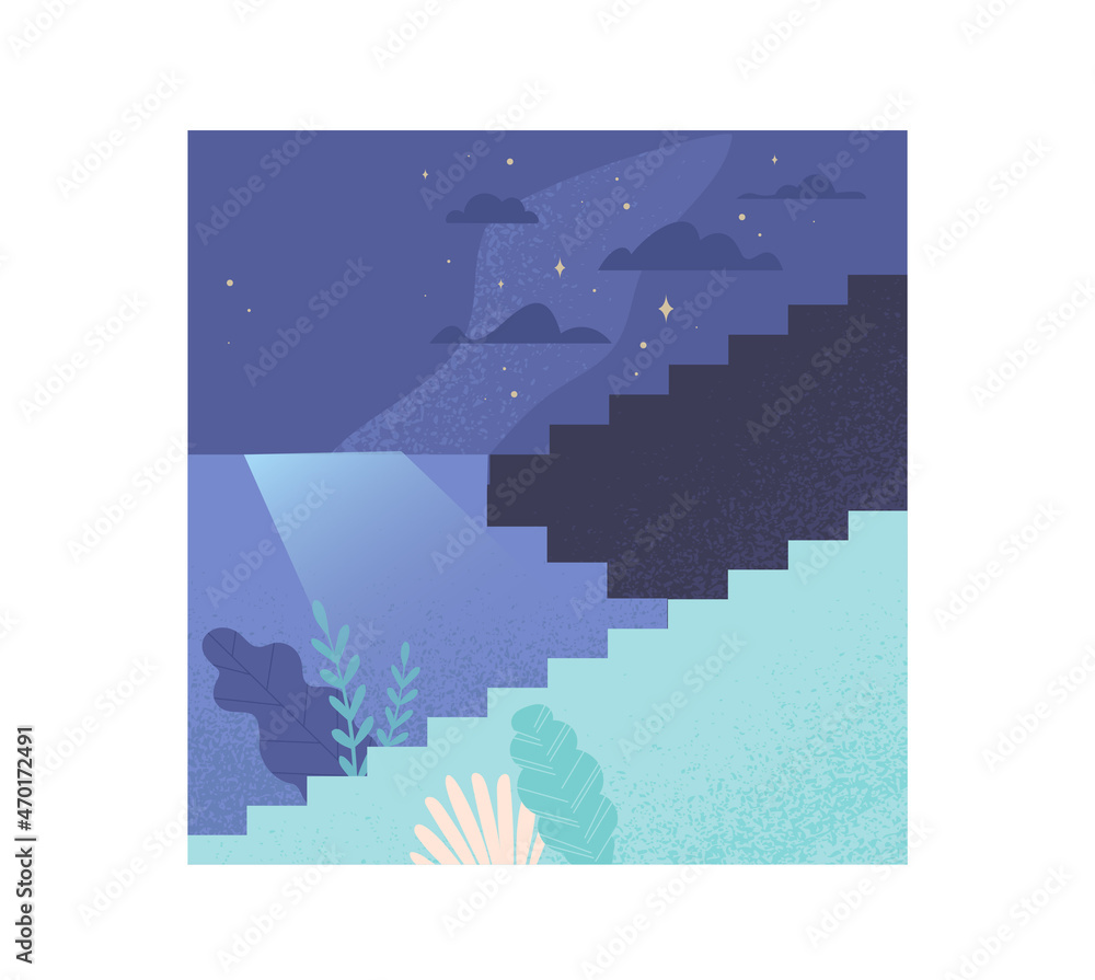 Cognitive search concept. Find for yourself in subconscious. Ladder for ...