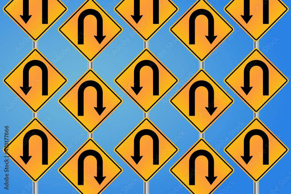 Road signages in seamless pattern. U-turn or no U-turn road signage for ...
