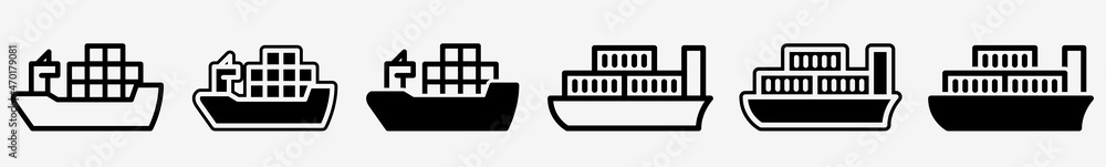 Container Ship Icon Cargo Container Ship Set | Container Ships Icon ...