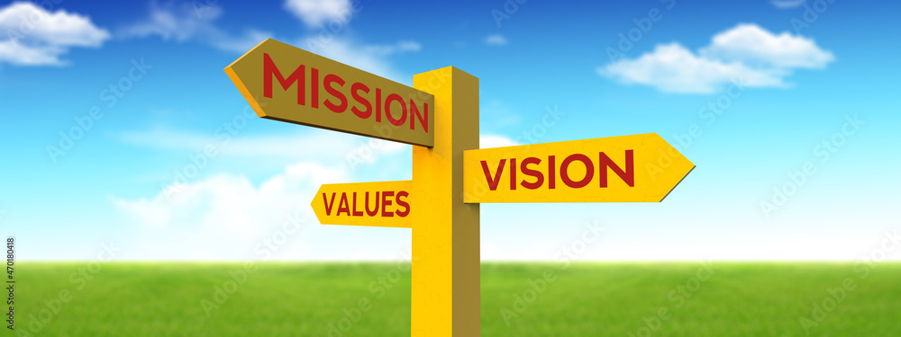 sign with sky and mission,values,vision Stock Photo | Adobe Stock