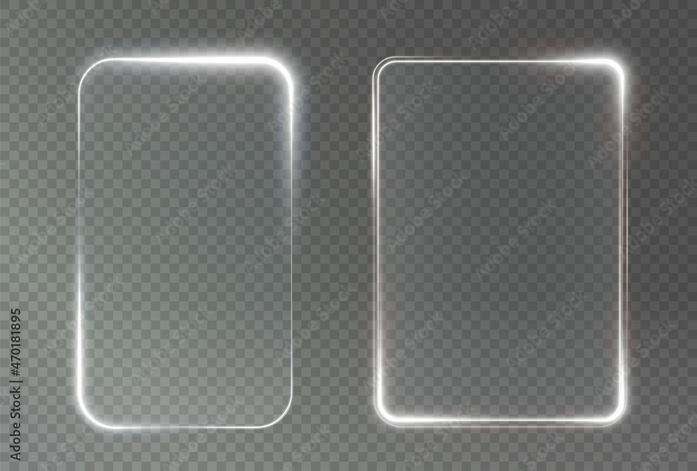 Collection of futuristic hud light white frame. Technological ...