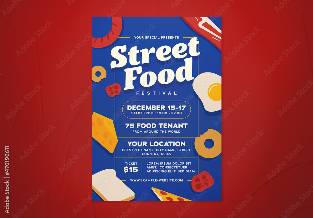 Street Food Festival Flyer Layout Stock Template | Adobe Stock
