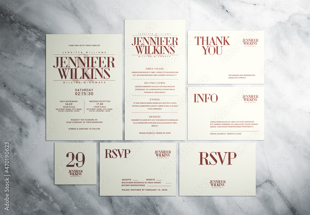 Minimalist Wedding Suite Layout Stock Template | Adobe Stock