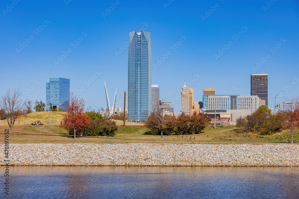 Sunny view of the Oklahoma skyline and cityscape Stock Photo | Adobe Stock