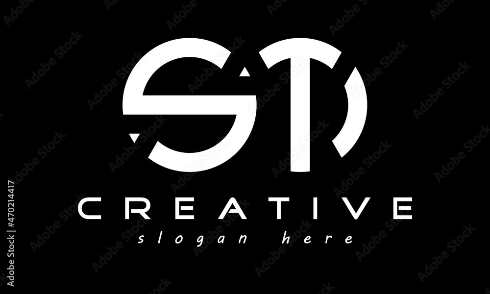 circle ST geometric monogram letters logo design vector, business logo ...
